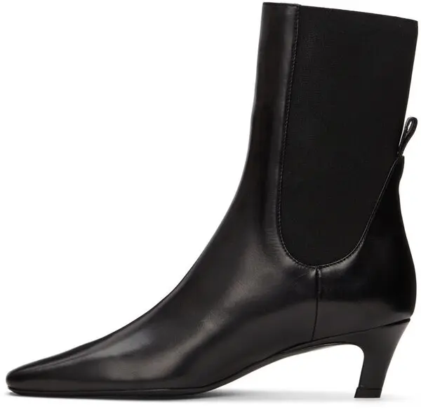 TOTEME Mid-heel Square-toe Ankle Boots - Black