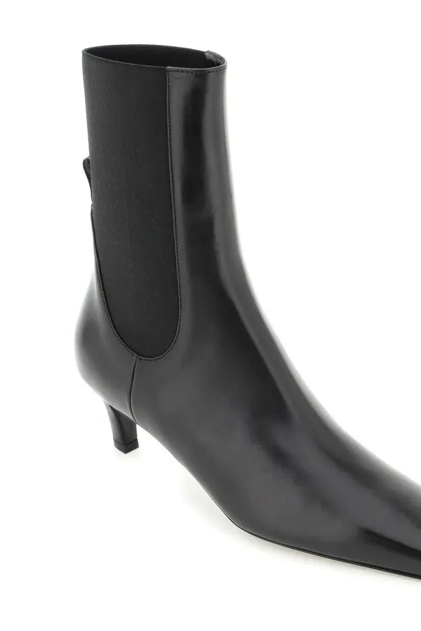 TOTEME Mid-heel Square-toe Ankle Boots - Black