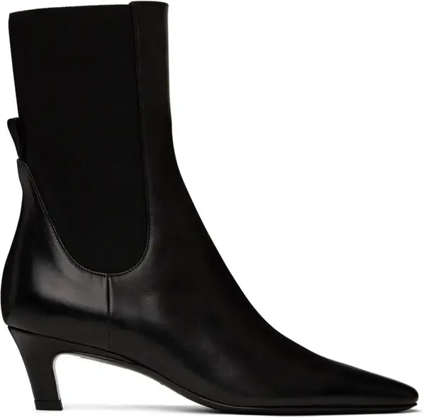 TOTEME Mid-heel Square-toe Ankle Boots - Black
