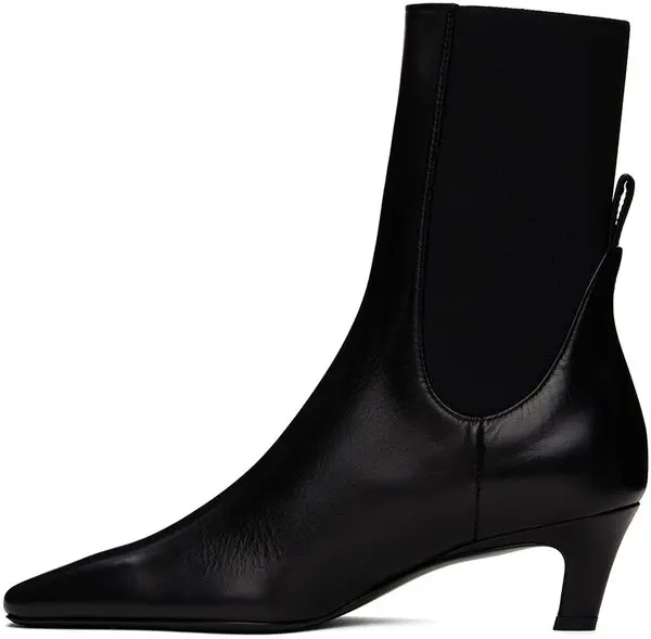 TOTEME Mid-heel Square-toe Ankle Boots - Black