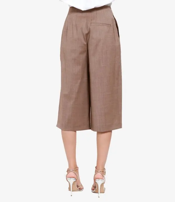 Philosophy Di Lorenzo Serafini High-waisted Pleated Wide-leg Cropped Trousers - Brown
