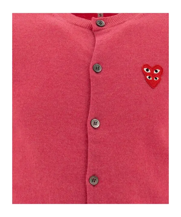 Play Comme Des Garcon Comme Des Garçons Play Heart-patch Knitted Cardigan - Pink