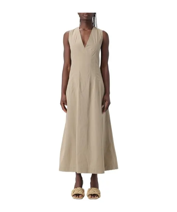 Bottega Veneta V-neck Sleeveless Midi Dress - Gray