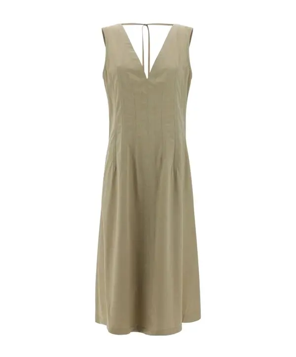 Bottega Veneta V-neck Sleeveless Midi Dress - Gray
