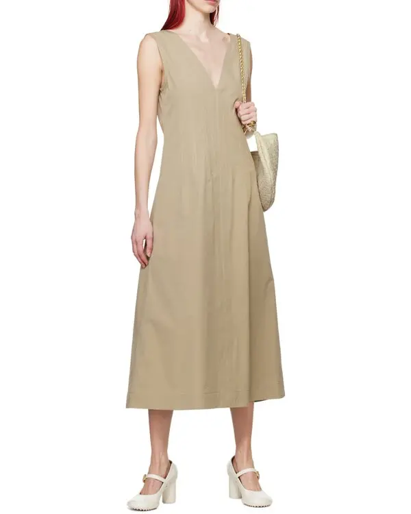 Bottega Veneta V-neck Sleeveless Midi Dress - Gray