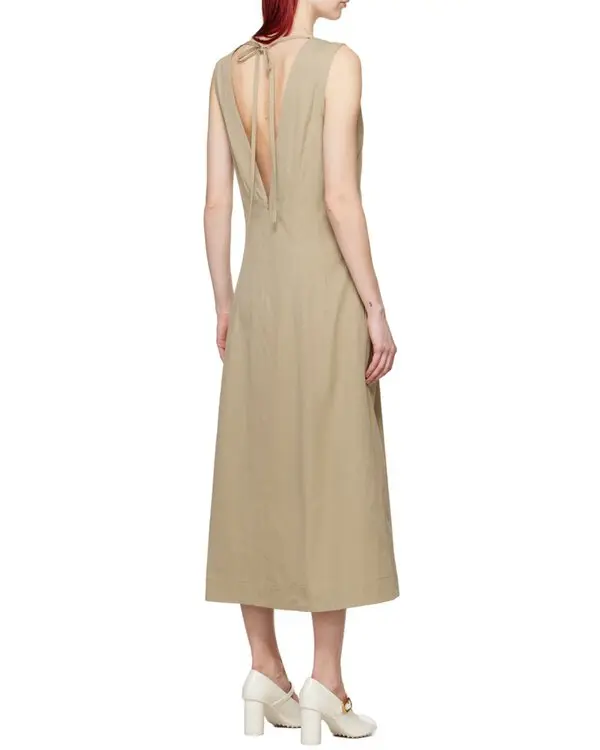 Bottega Veneta V-neck Sleeveless Midi Dress - Gray
