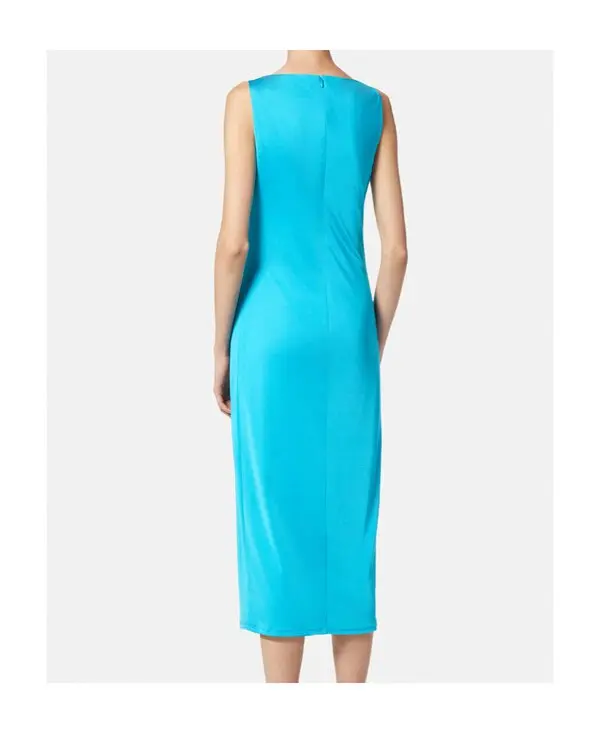 Versace Logo Plaque Cowl Neck Midi Dress