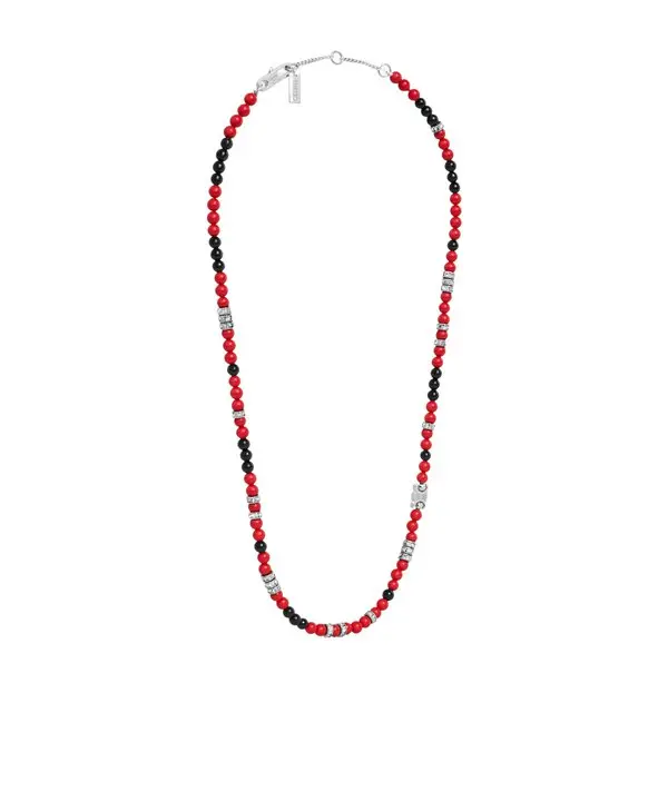 Celine San Onofre Triomphe Necklace In Onyx And Resin Pearls - Red