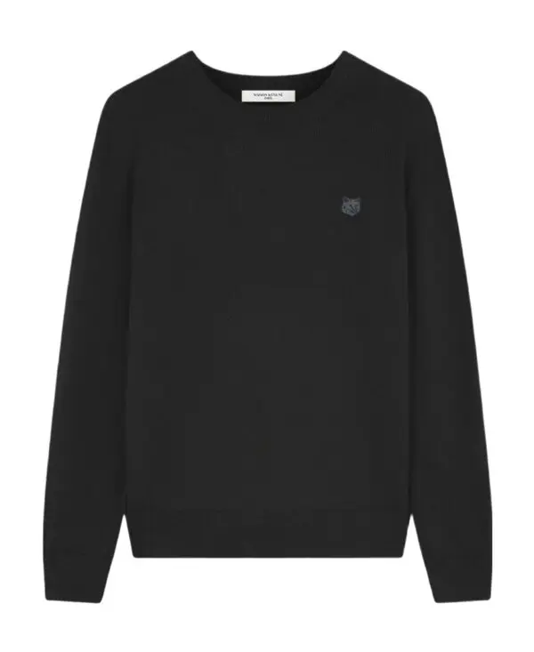 Maison Kitsuné Fox Embroidered Knitted Jumper - Black