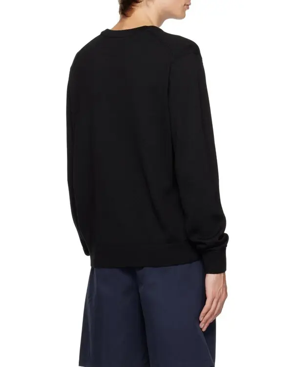 Maison Kitsuné Fox Embroidered Crew Neck Jumper - Black
