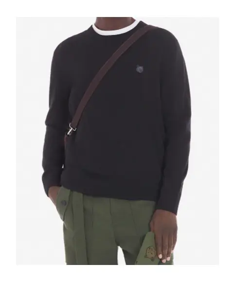 Maison Kitsuné Fox Embroidered Crew Neck Jumper - Black