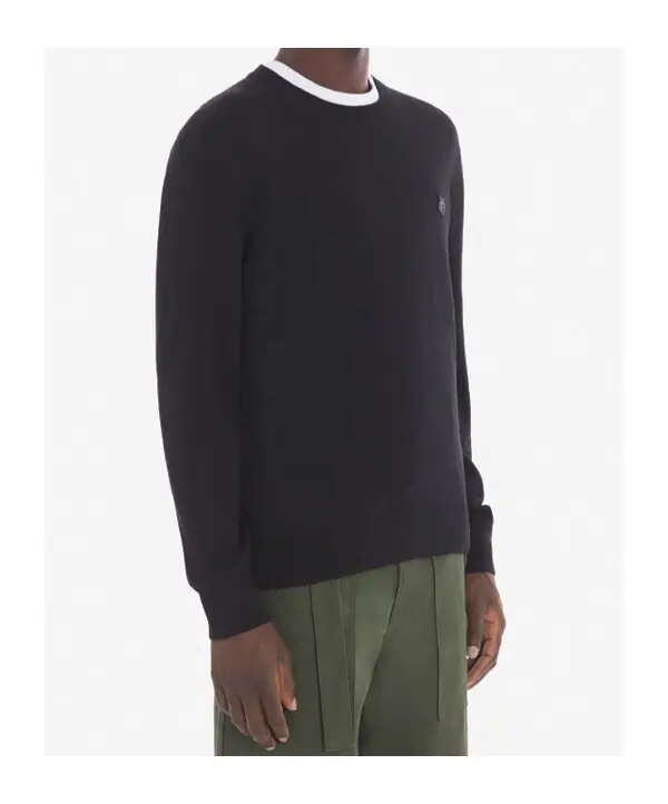 Maison Kitsuné Fox Embroidered Crew Neck Jumper - Black