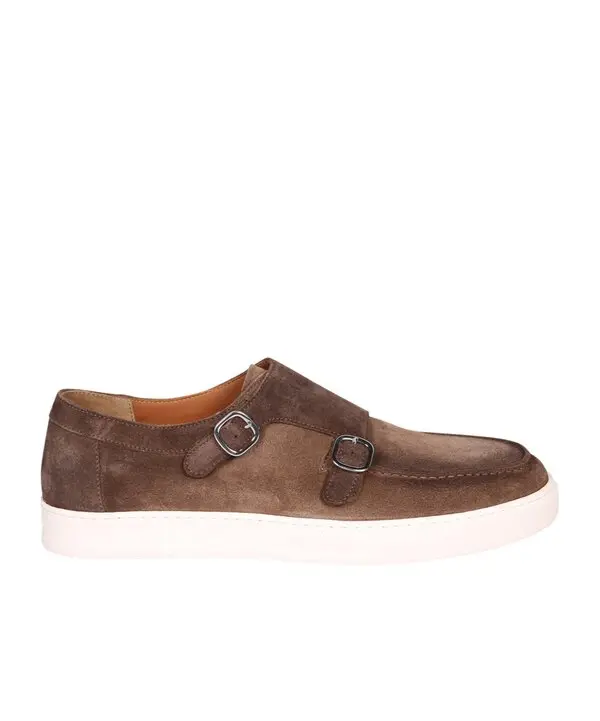 DOUCAL'S Suede Double Monk Strap Sneakers - Brown