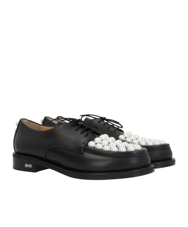 MACHMACH Sirene Lace-up Shoes With Pearl Embellishments