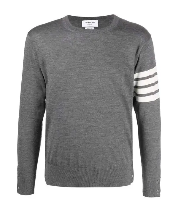 Thom Browne Four-bar Knitted Pullover - Grey