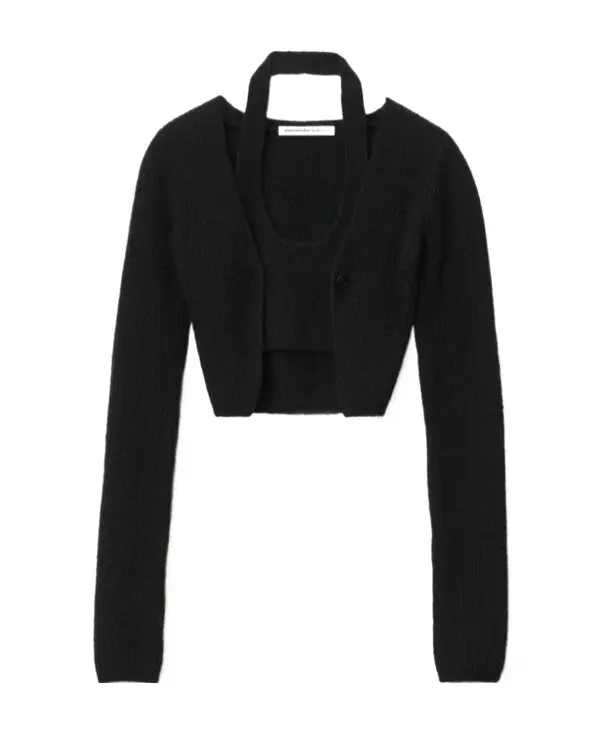 Alexander Wang Cropped Knitted Cardigan With Backless Top - Black