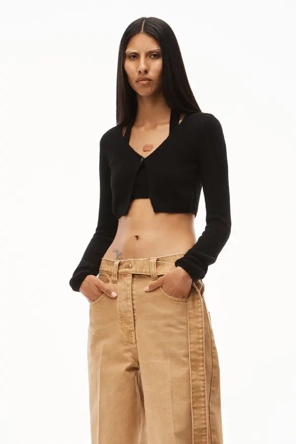 Alexander Wang Cropped Knitted Cardigan With Backless Top