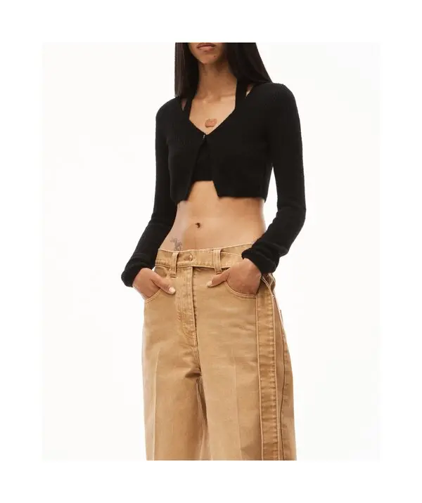 Alexander Wang Cropped Knitted Cardigan With Backless Top - Black