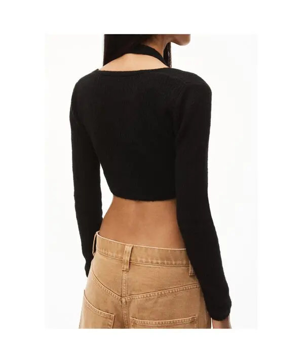 Alexander Wang Cropped Knitted Cardigan With Backless Top - Black