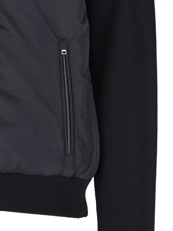 Herno Quilted Zip-up Hooded Jacket With Drawstring - Black
