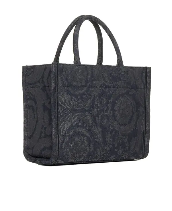Versace All-over Floral Motif Top Handle Bag - Black