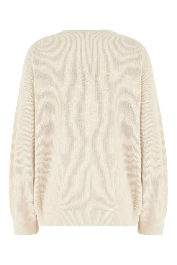 Brunello Cucinelli Ribbed Crew Neck Long Sleeve Sweater - Beige