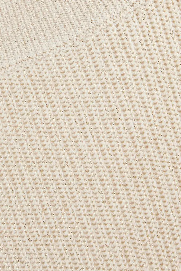 Brunello Cucinelli Ribbed Crew Neck Long Sleeve Sweater - Beige