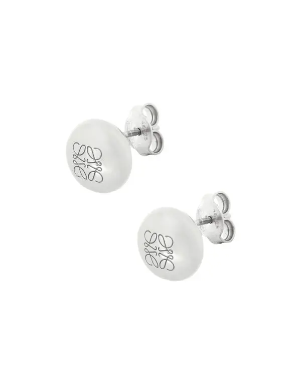 Loewe Anagram Engraved Stud Earrings - Gray