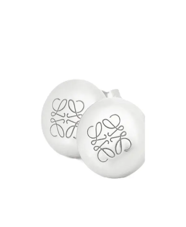 Loewe Anagram Engraved Stud Earrings - Gray