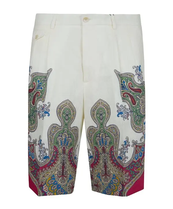 Etro Paisley Printed Tailored Shorts - White