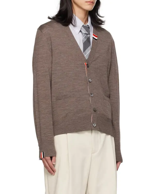 Thom Browne V-neck 4-stripe Knitted Cardigan - Gray