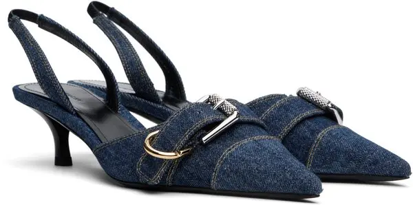 Givenchy Voyou Slingback Denim Pumps - Black
