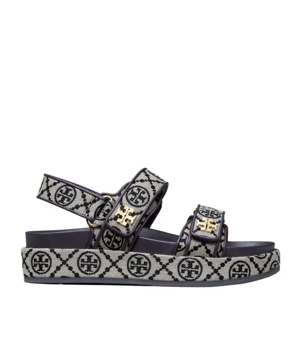 Tory Burch T Monogram Kira Sport Sandals - Black
