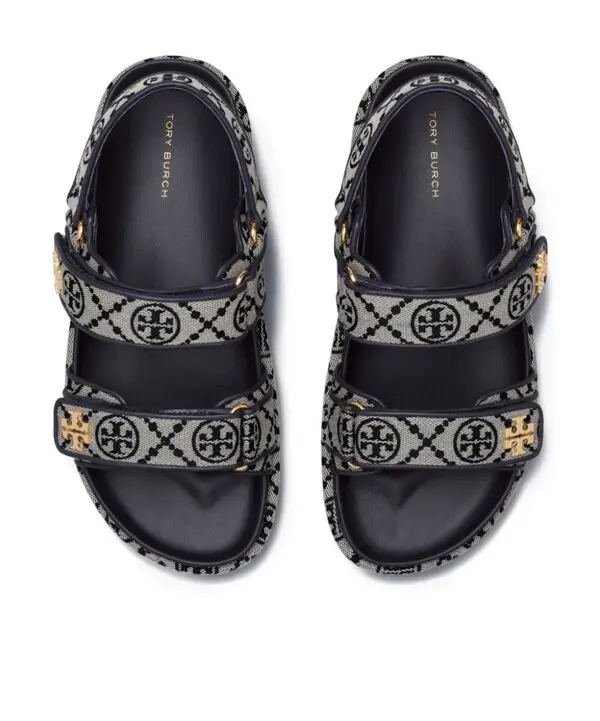 Tory Burch T Monogram Kira Sport Sandals - Black