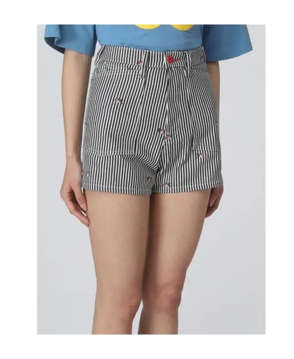 Kenzo Striped Embroidered High-waisted Shorts