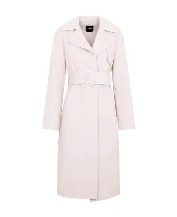 Theory Notched Lapels Belted Coat - White