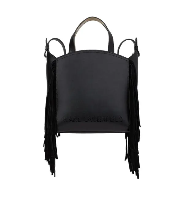 Karl Lagerfeld Small Circle Fringed Tote Bag - Black