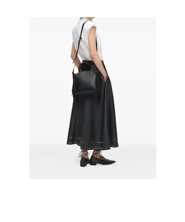 Karl Lagerfeld Small Circle Fringed Tote Bag - Black