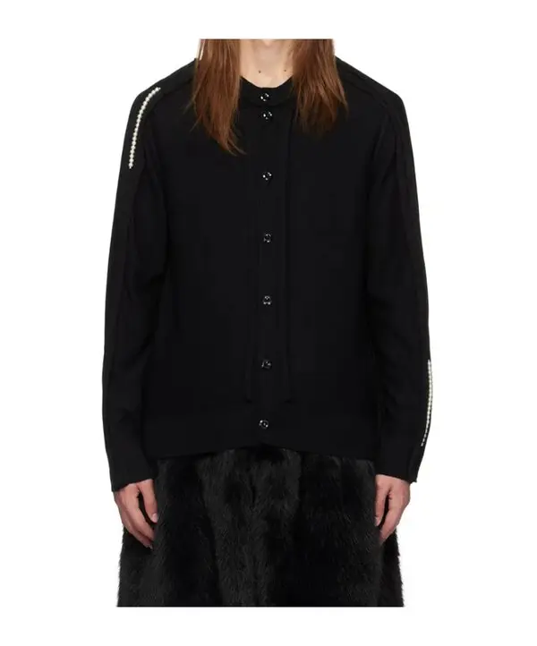 Simone Rocha Long-sleeved Cardigan With Pearl Embellishments