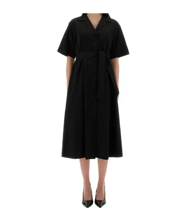 Aspesi Short Sleeve V-neck Belted Dress