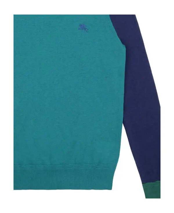 Burberry Color Blocked Crew Neck Long Sleeve Sweater