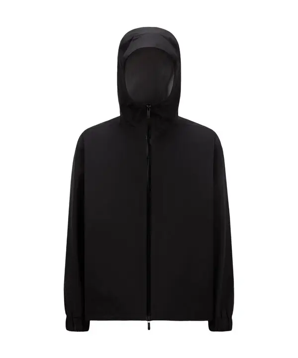 Moncler Zip-up Hooded Jacket With Logo Patch - Black