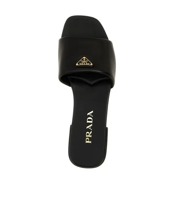 Prada Triangle Logo Slip-on Sandals