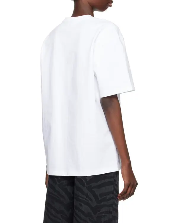 GANNI T-shirt With Logo And Shimmering Appliques - White
