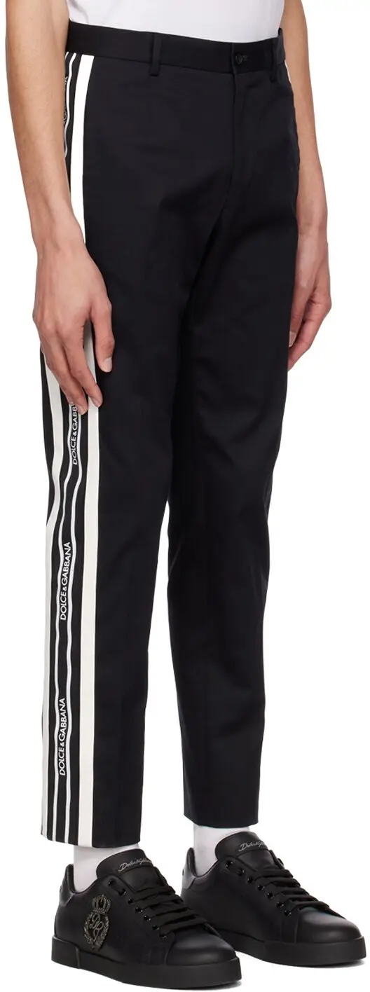 Dolce & Gabbana Tailored Trousers With Side Logos - Black