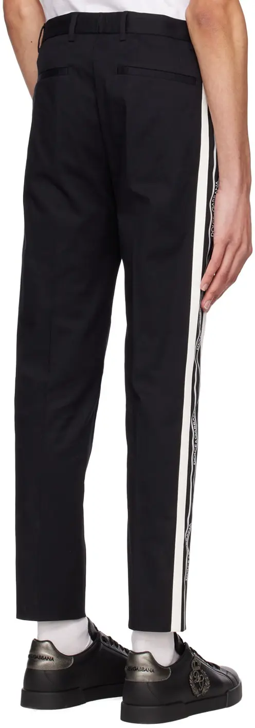 Dolce & Gabbana Tailored Trousers With Side Logos - Black