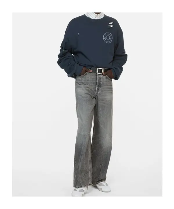 Acne Studios Distressed Logo Crewneck Sweatshirt
