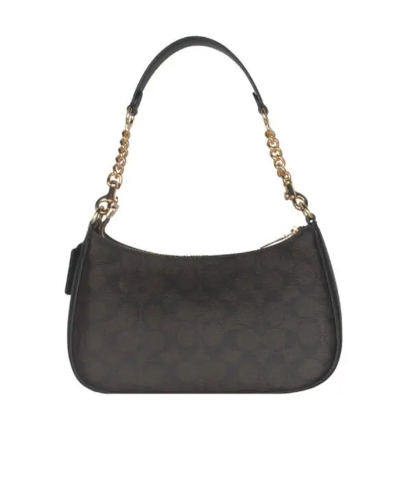 COACH Logo Zipper Shoulder Bag - Black