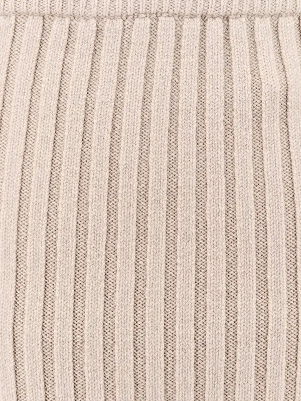 Max Mara Ribbed Knit Midi Skirt - Beige