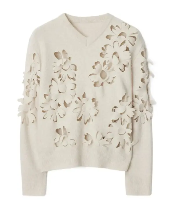 Burberry Cut-out Daisy V-neck Jumper - Myristica Fragrans